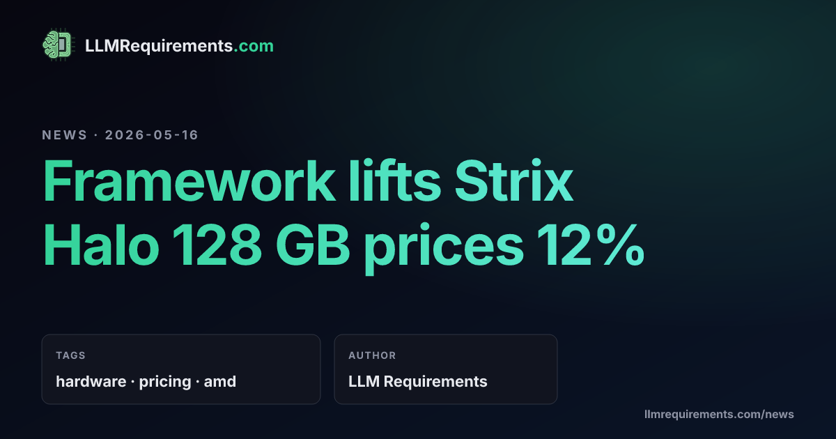 Framework lifts Strix Halo 128 GB prices 12% in EU, 11% in UK ...